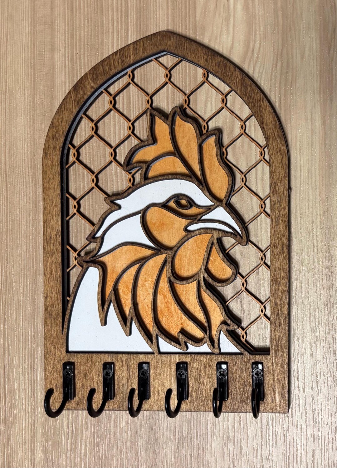 Wooden Rooster Key Holder. Keep Your Keys Organized on This Beautiful ...
