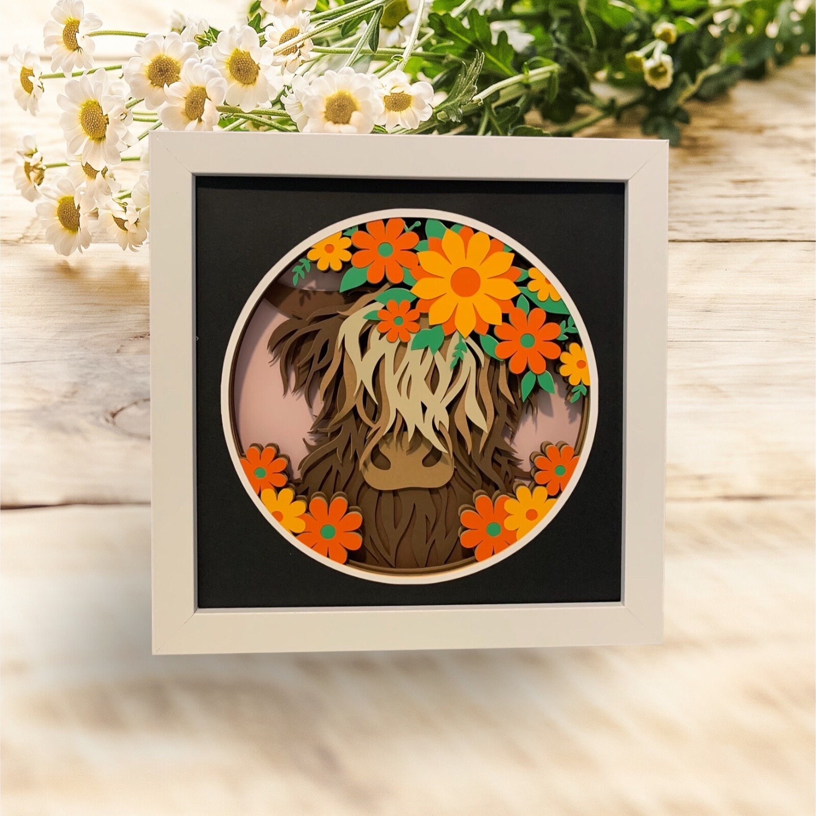 Highland Cow 3D Layered Cardstock Shadowbox. Handmade, Unique Home ...