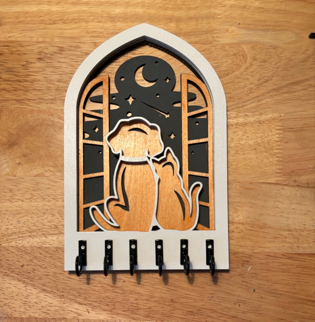 Wooden Dog and Cat Key Holder. Keep Your Keys Organized on This ...