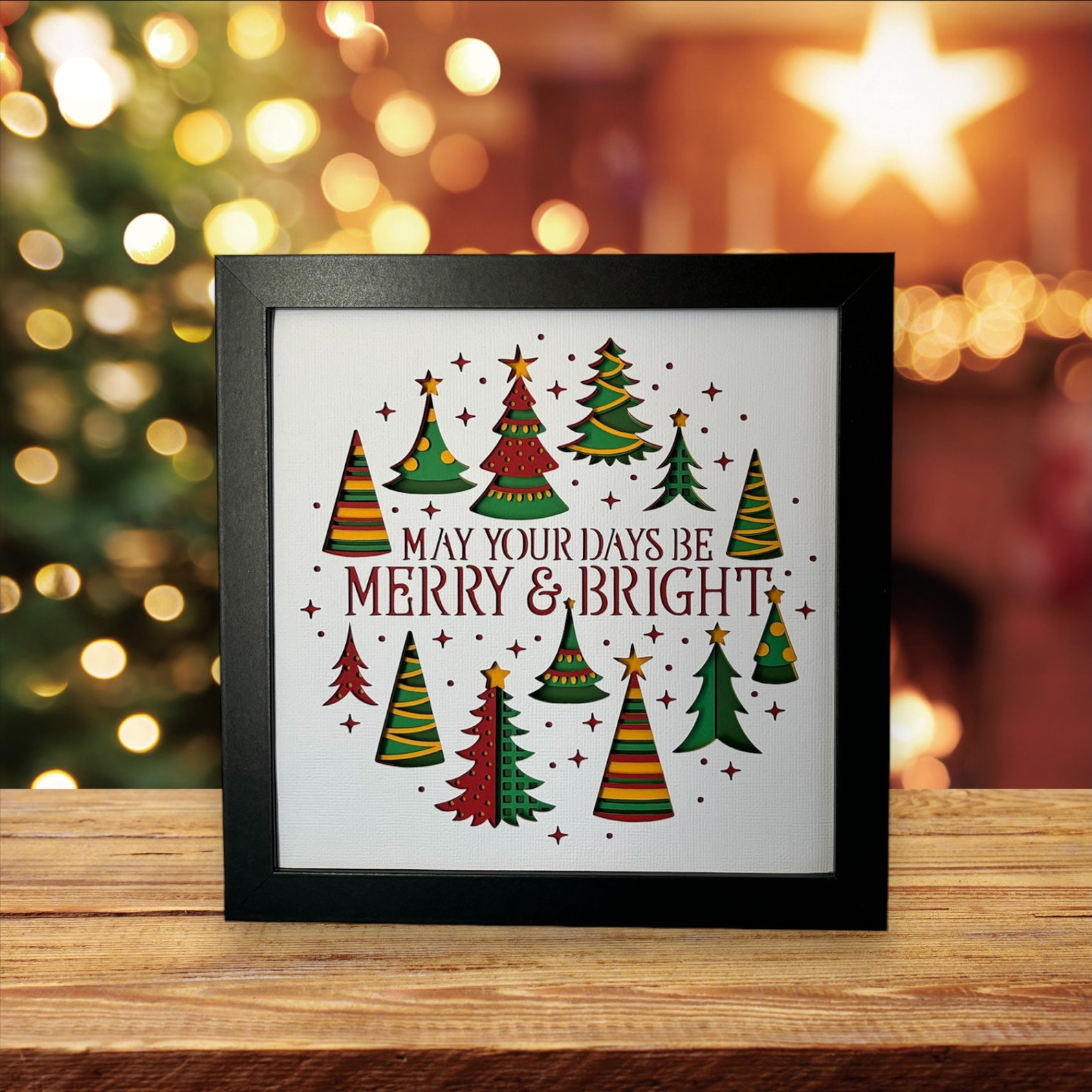 Christmas Trees 3D Layered Cardstock Shadowbox. Handmade, Unique Home ...