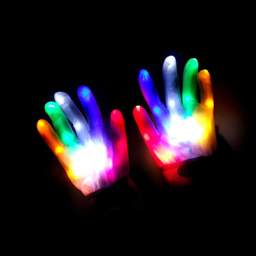LED Light up Gloves, Rave Gloves, Flashing Finger Lights, Party Favors ...