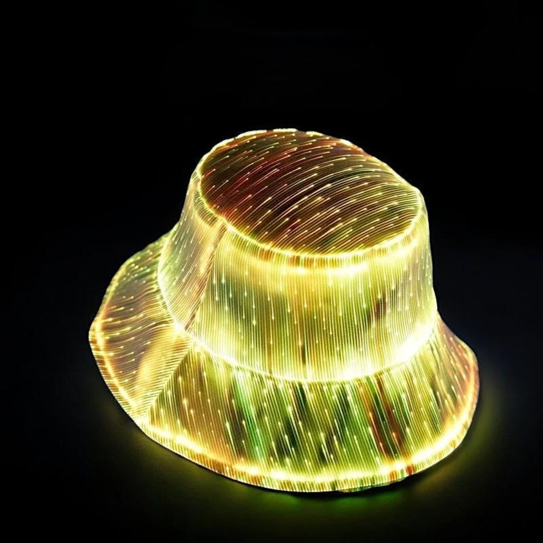 LED Light up Fiber Optic Bucket Hat Rave & Festival Gear Luminescent ...