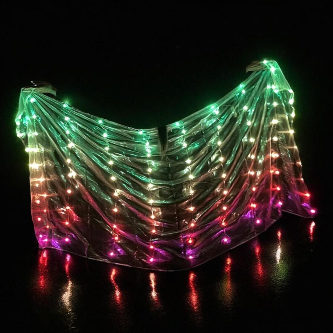 Multicolor LED Veil, Silk Performance Accessory, Dancing Veil, Belly ...