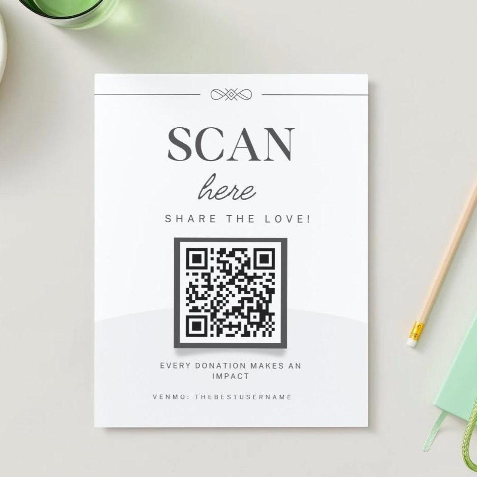 Modern Venmo Tip Jar Design | Personalized QR Code Donation Sign - Etsy