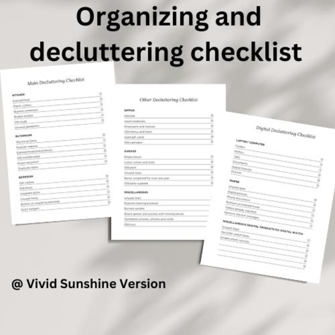 Decluttering Checklist, Decluttering Guide, Cleaning Planner, Home ...