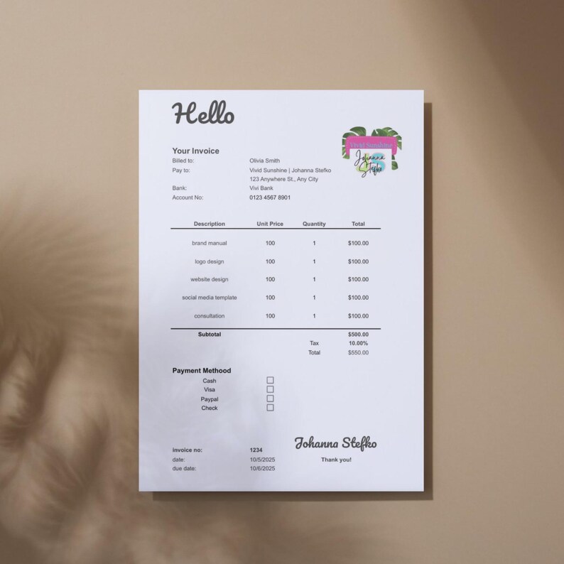 Editable Invoice Template: Professional Design for Google Sheets and ...