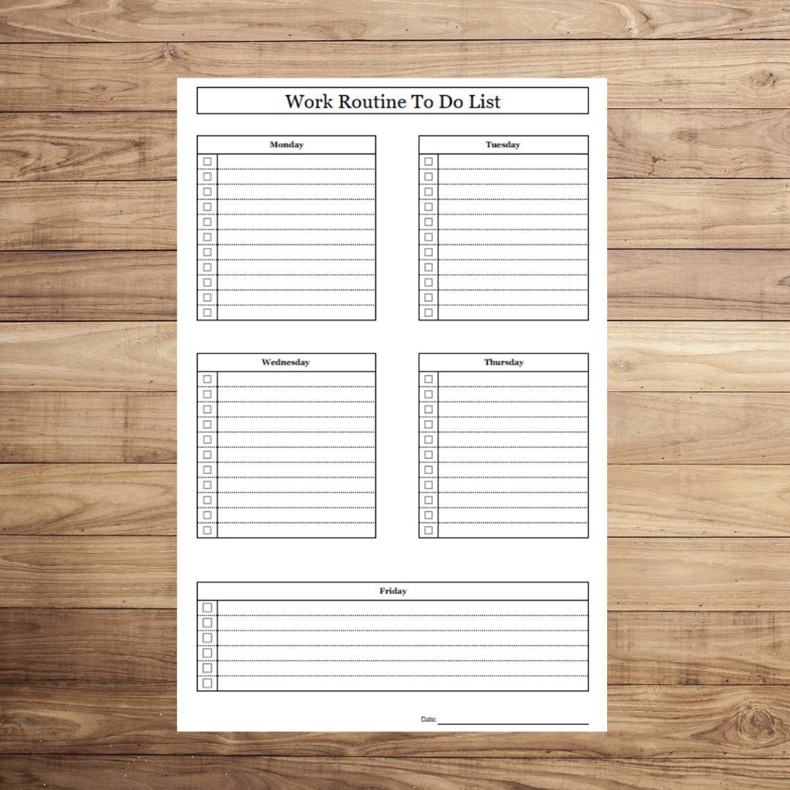 Minimalist Work Week Planner: Monday-friday To-do List (PDF or JPEG ...
