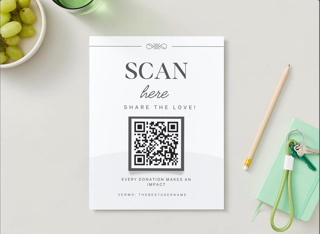 Custom QR Code Sign Canva | Venmo Tip | Digital & Printable Donation ...