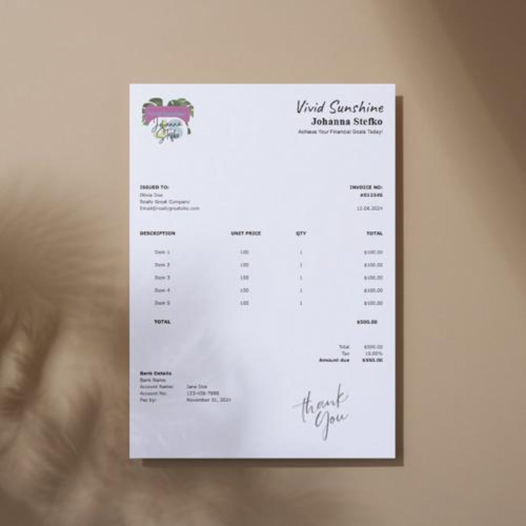 Invoice Template, Minimalist Business Invoice, Small Business Template ...