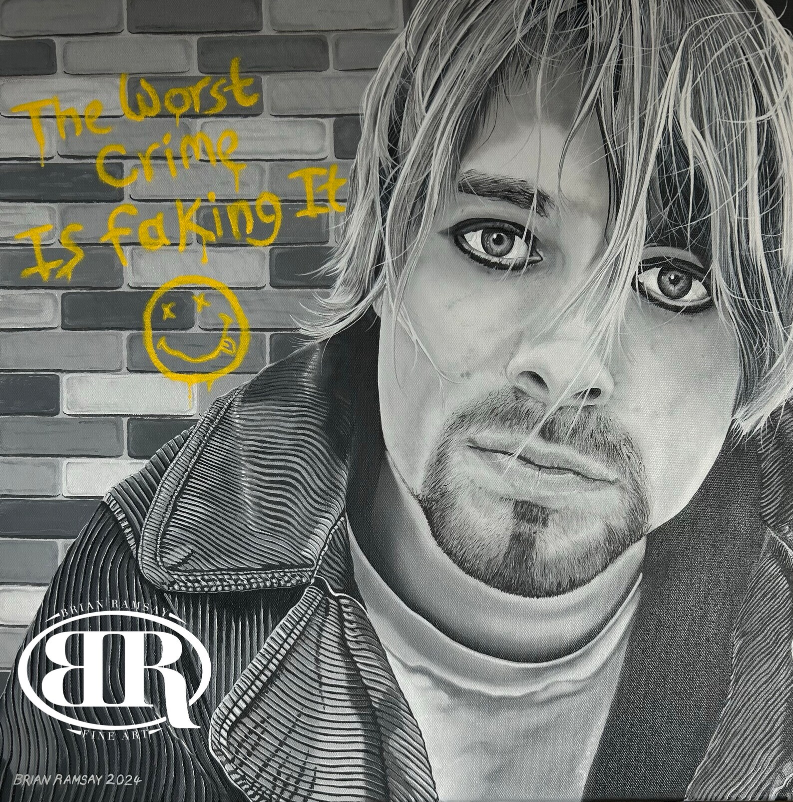 Come as You Are- Original 20”x20” Portrait of Kurt Cobain, Oil on ...