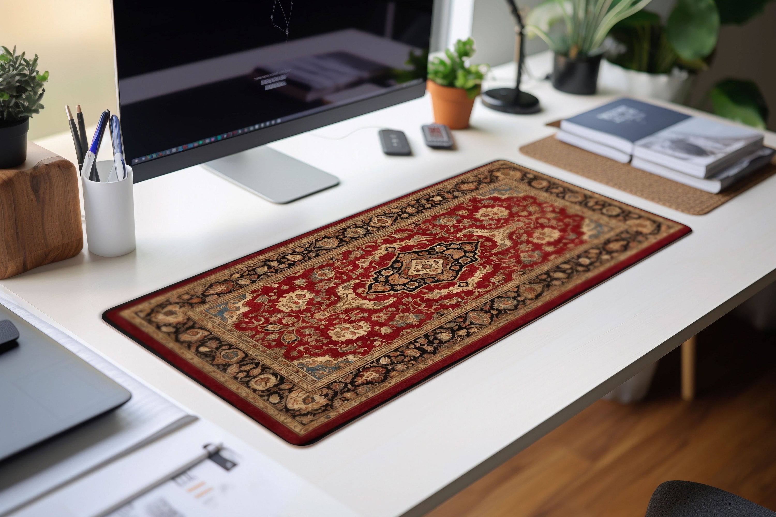 Persian Rug Desk Mat, Vintage Elegance Classic Desk Pad, Mousepad XL ...