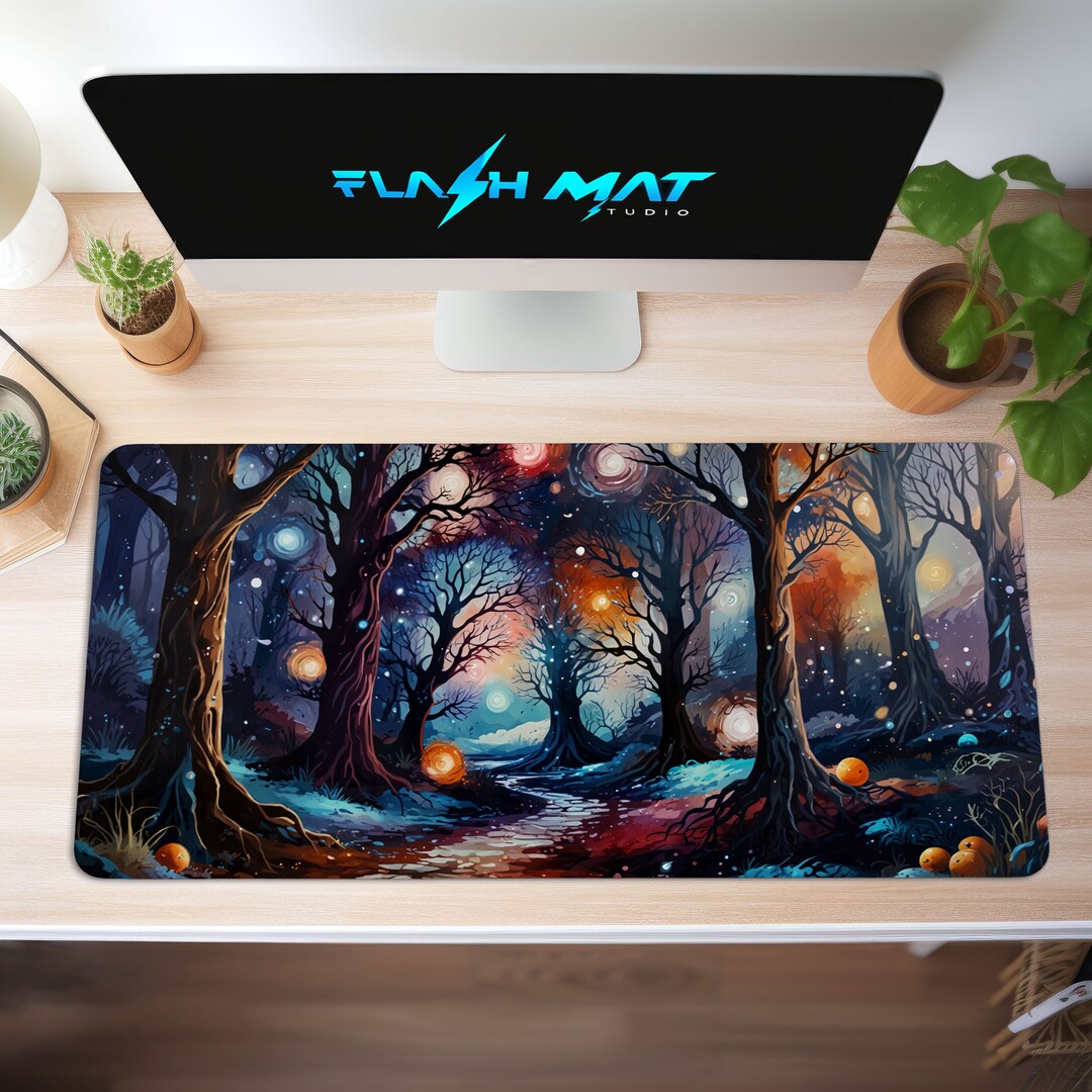 Enchanted Forest Mystical Desk Mat, Vibrant Desk Pad, Whimsical ...