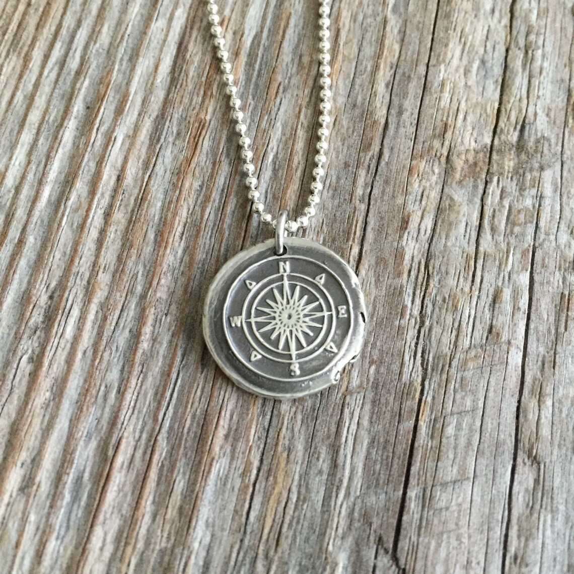 Silver Compass Necklace Vintage Inspired Pendant Fine Silver | Etsy