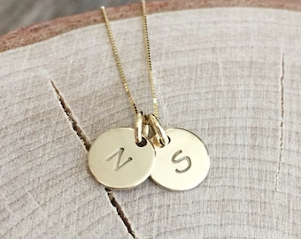 14K Gold Letter Necklace Hand Stamped & Personalized for You | Etsy