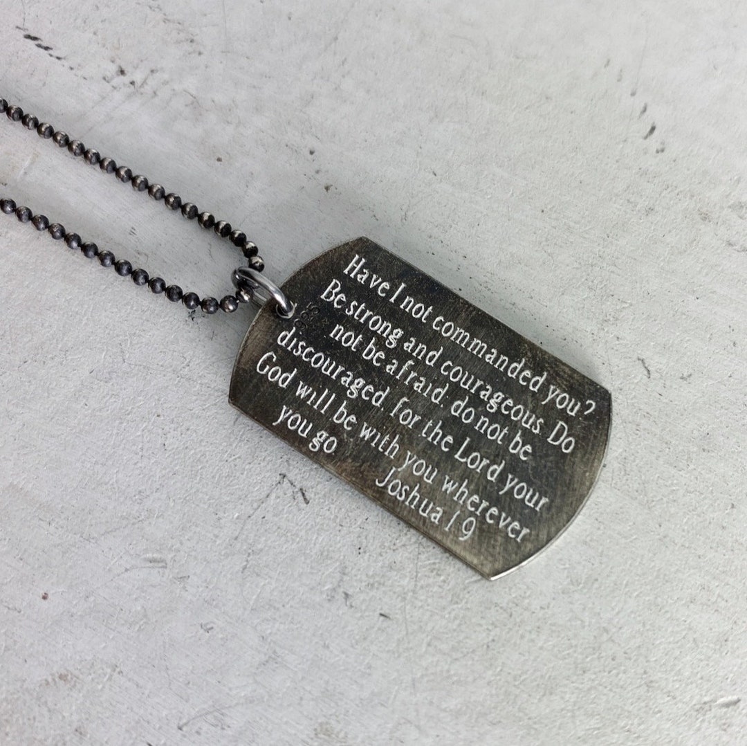 Scripture Dog Tag Necklace - Handmade Sterling Silver Dog Tags Necklace ...