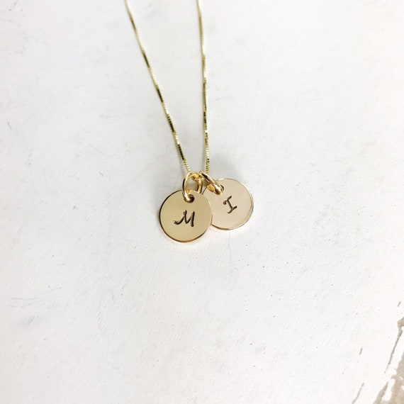 14K Gold Letter Necklace Hand Stamped & Personalized for You | Etsy