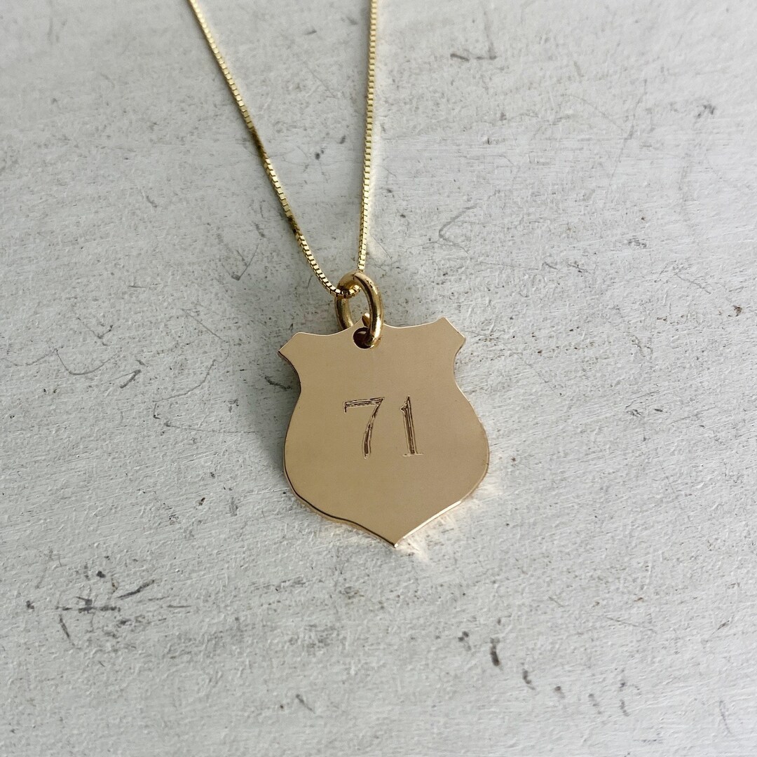 Law Enforcement Shield Necklace - 14K Gold - Officer Wife - Police ...