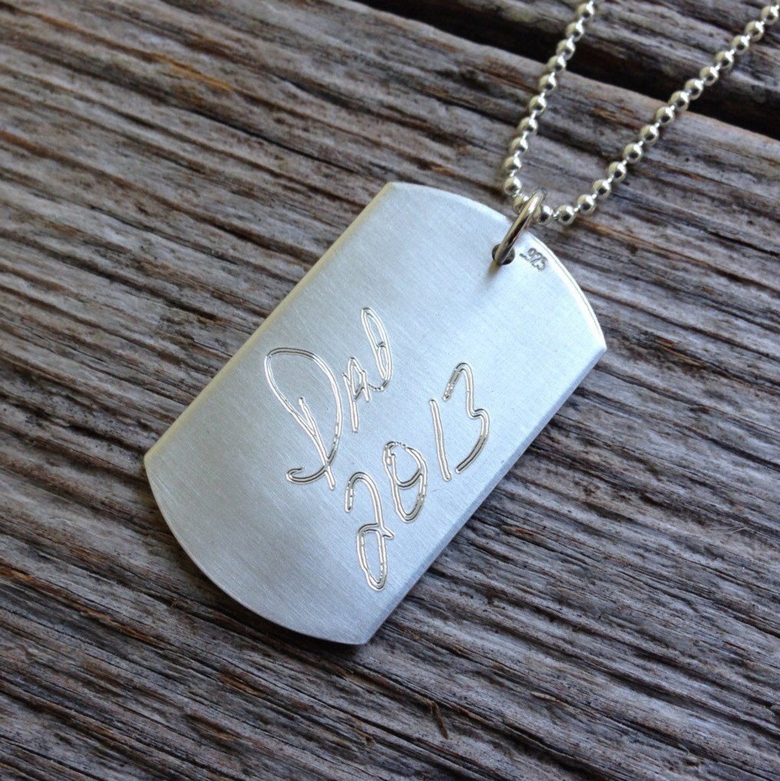 Signature Dog Tag Necklace - Sterling Silver Actual Handwriting ...