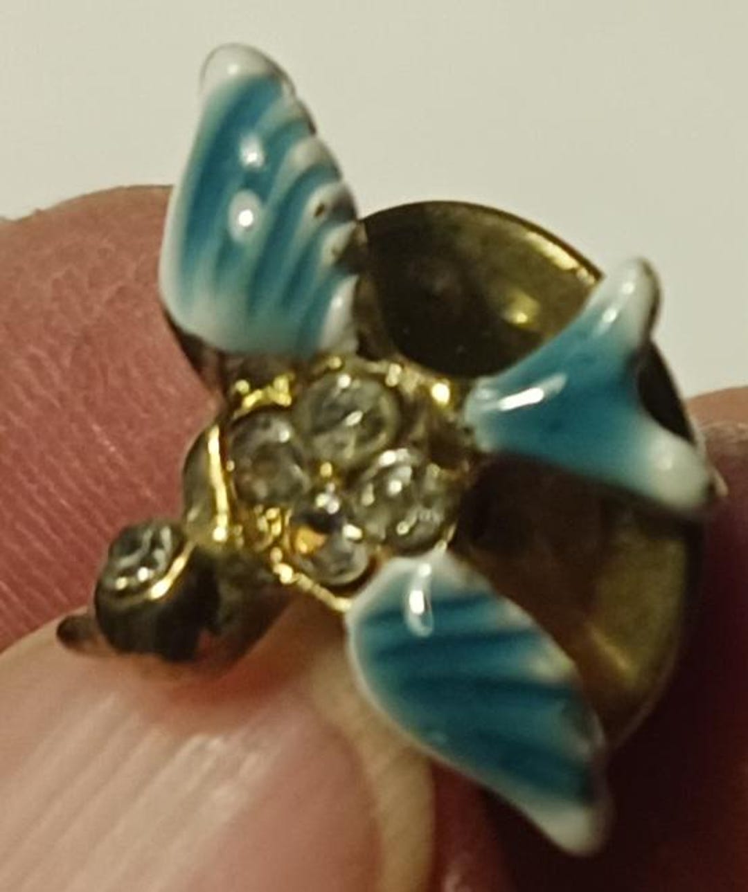 Vintage Bluebird Push Pin With Rhinestones 1/2 - Etsy