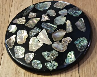 Vintage 1970’s Mid-century Lucite Abalone Shell Trivet. Retro Kitchen ...