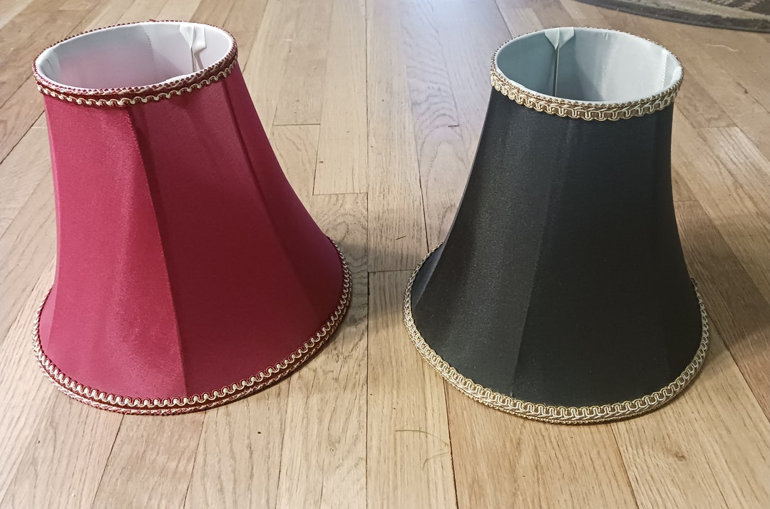 Pair of Victorian Style Lamp Shades: Red and Black With Gold Brocade ...