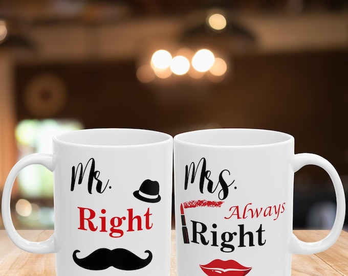Mr. and Mrs. Right Mug Wrap: Wedding Couple Design PNG SVG (digital ...