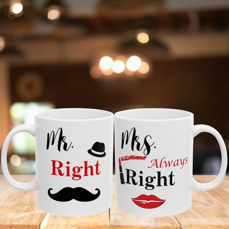 Mr. and Mrs. Right Mug Wrap: Wedding Couple Design PNG SVG (digital ...
