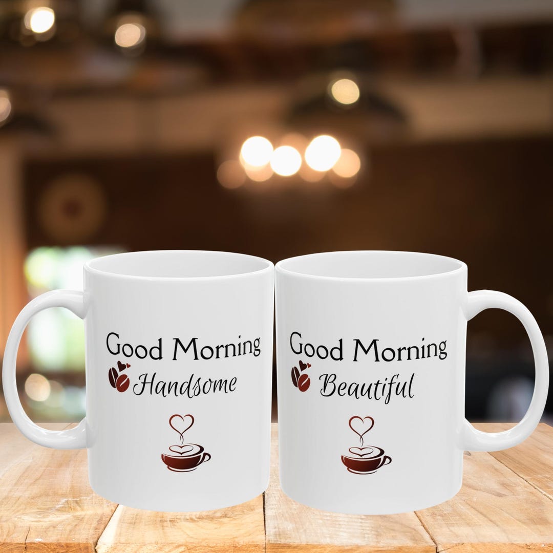 Couple Mugs PNG, Good Morning Coffee Mug, Husband and Wife Mug PNG ...