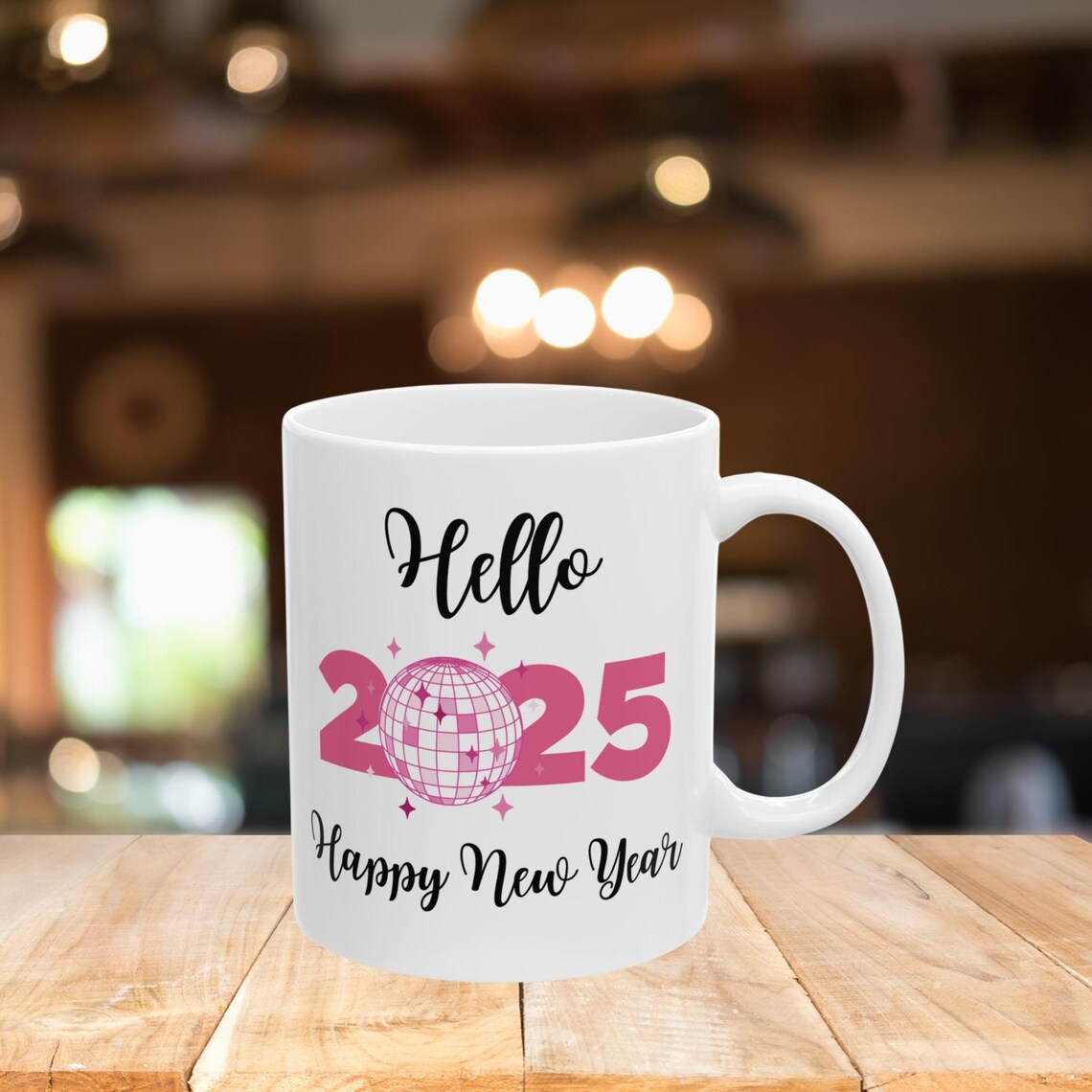 Happy New Year 2025 Mug PNG, Disco Ball New Year's PNG, Happy New Year ...