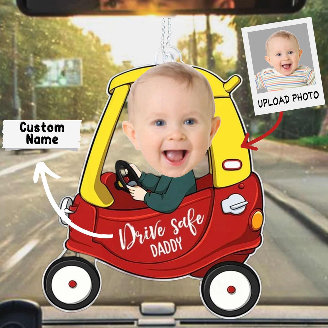 Personalized Kids Avatar Picture Car Charm for Dad, Drive Safe Acrylic ...