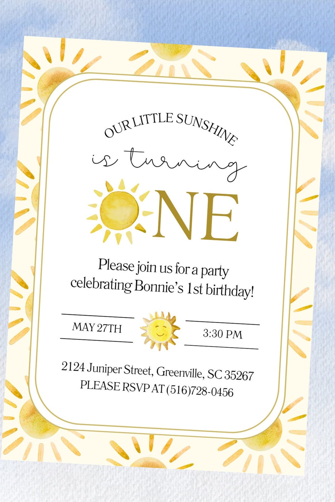 1st Sunshine Birthday Invitation - Etsy