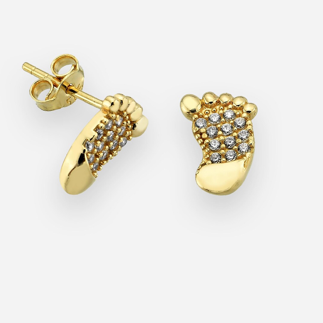 14K Gold Baby Feet Stud Earrings: New Mom Gift - Etsy