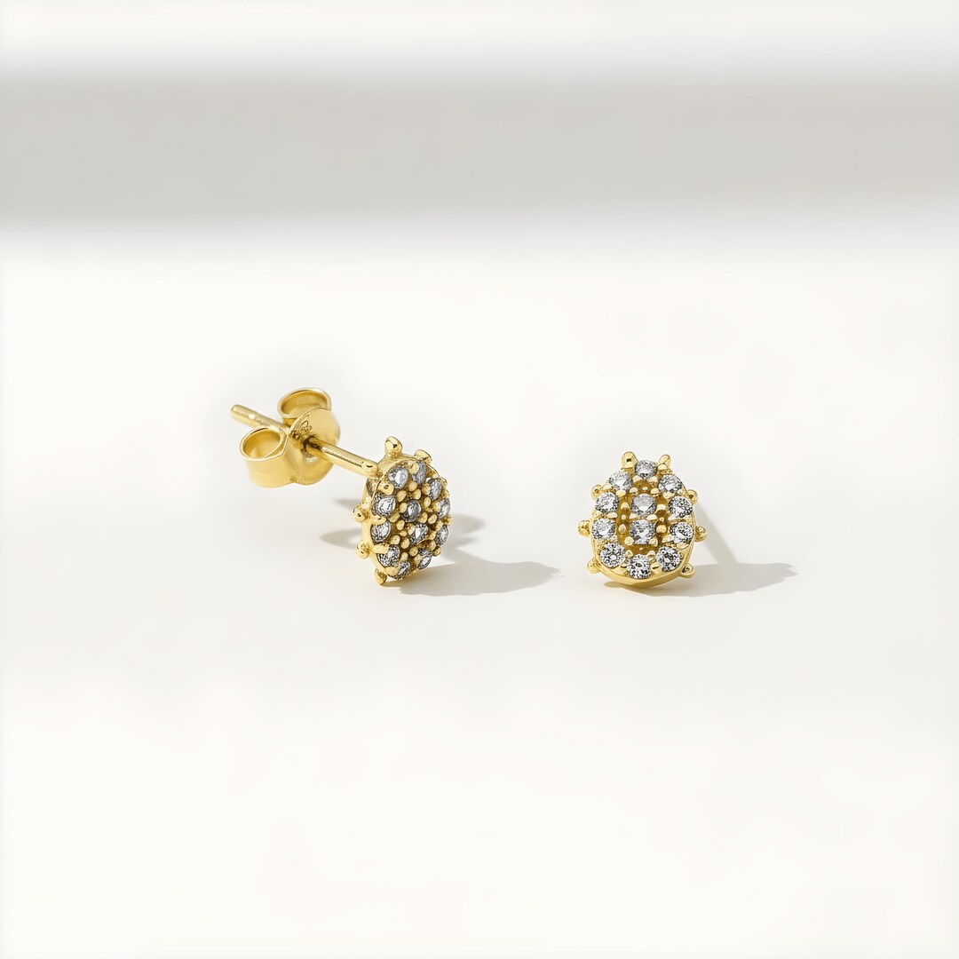 14K Solid Gold Ladybug Stud Earrings: Cartilage Piercing Jewelry - Etsy