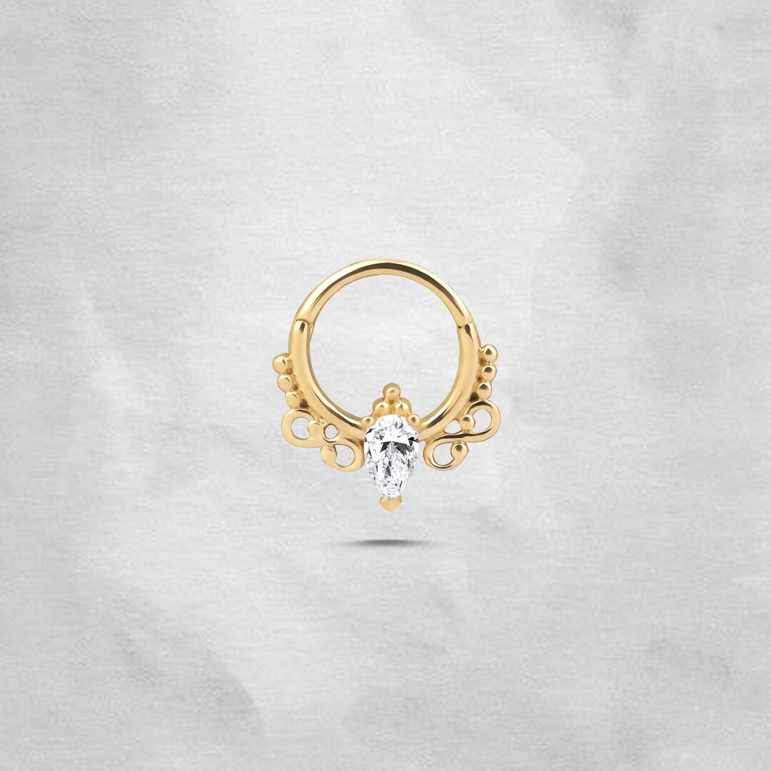 14K Real Gold Daith Earrings, Infinity Piercing, Gold Septum Ring ...