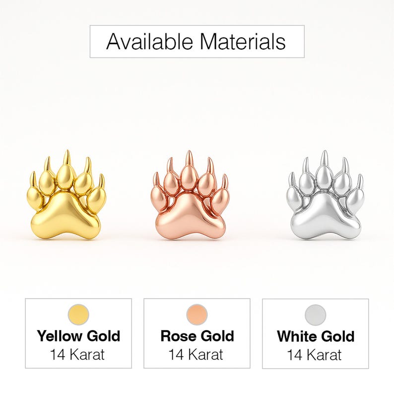 14K Gold Dog Paw Stud, Animal Lover Ear Piercing (18G) - Etsy