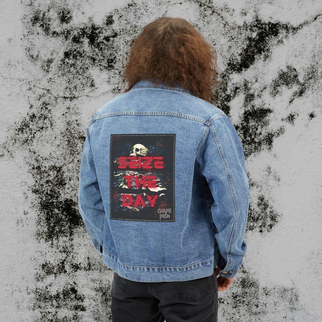 Seize the Day Skeleton Denim Jacket, Fall Autumn Clothing, Jacket for ...