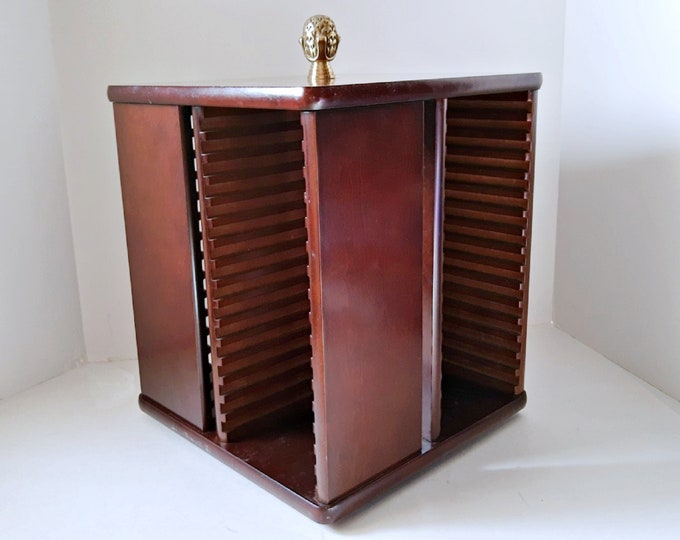 Bombay Company Wood Mahogany CD DVD Rotating Carousel Organizer With ...