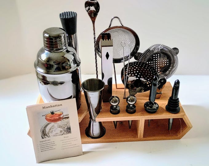 Cocktail Kit Set Black Bar Set Cocktail Shaker for Drink Mixing, 19 Pc ...