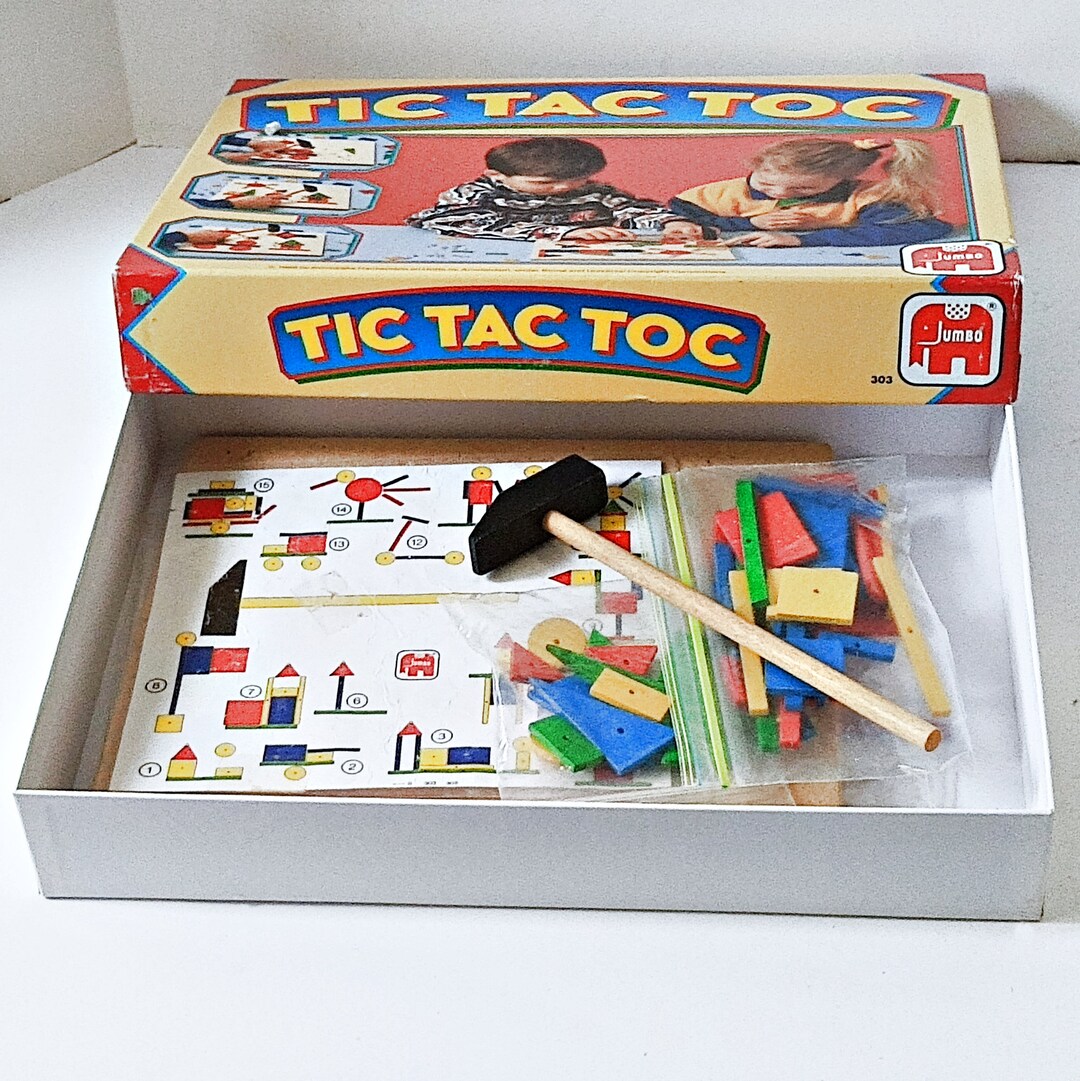 Tic Tac Toc 1988 Jumbo 303 Wooden Shapes and Hammer, Creative Play Game Made in Holland, Small ...