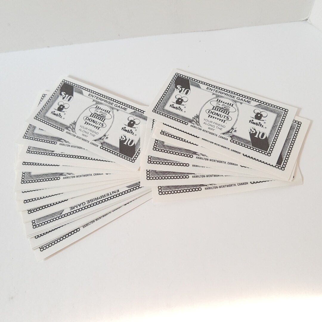 Tim Horton's Donuts Play Money From Enterprise Game 1985 Monopoly Paper ...