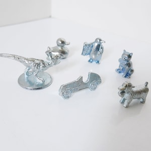 Monopoly Game Pieces, Crooked Cash Pewter, Six Metal Tokens, T-rex W a ...