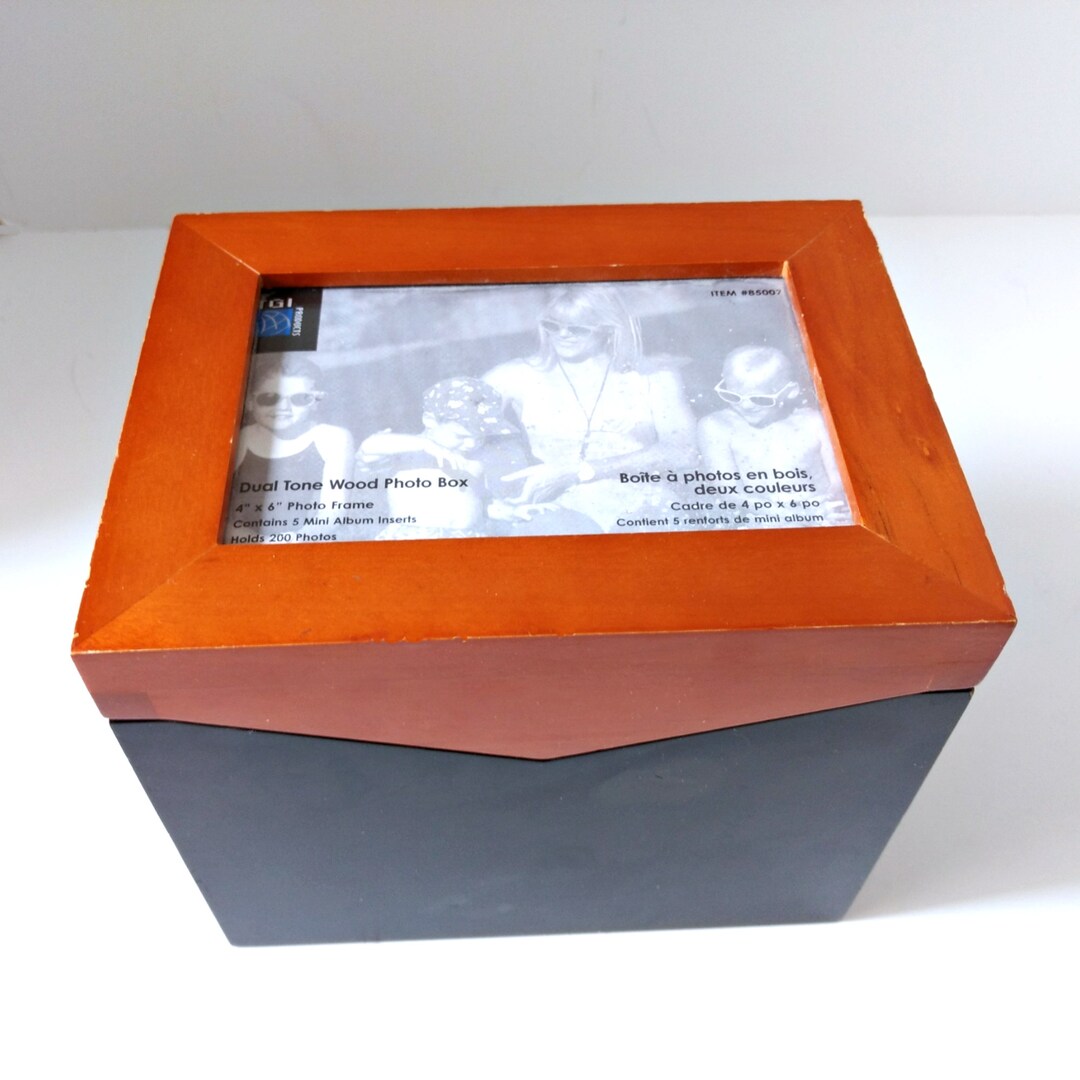 Wood Photo Chest, Two Tone Picture Box, for 4 X 6 Photos, 5 Albums 100 ...