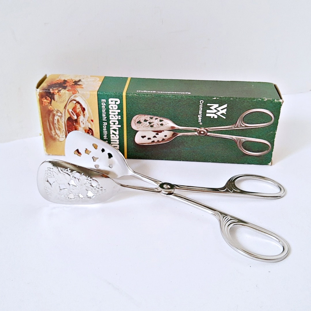 WMF Cromargan 18 10 Serving Tongs, Perforated Bird Floral Design, Serve ...