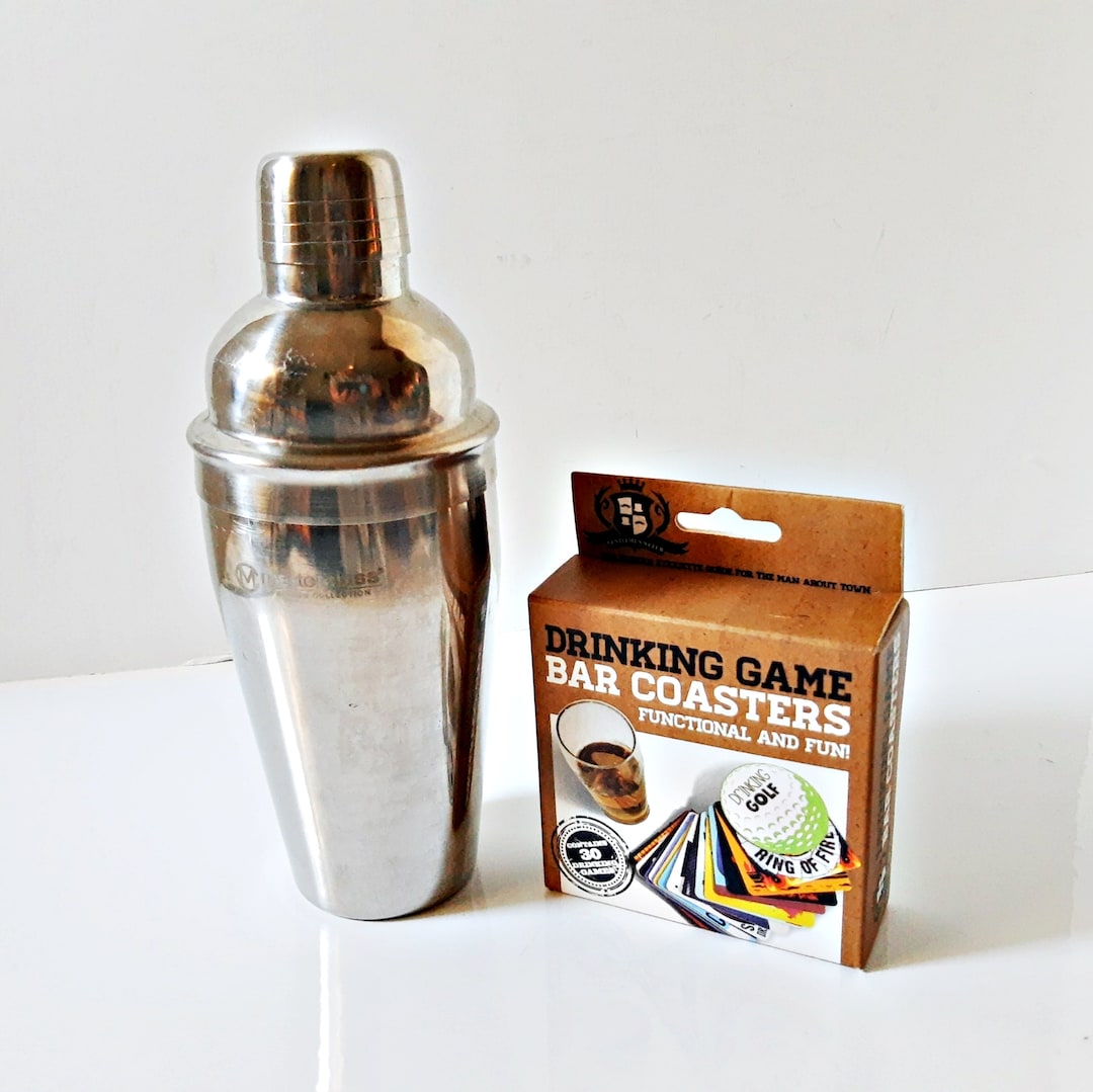 Cocktail Shaker Bar, Stainless Steel, Drink Game Coasters by Paladone ...