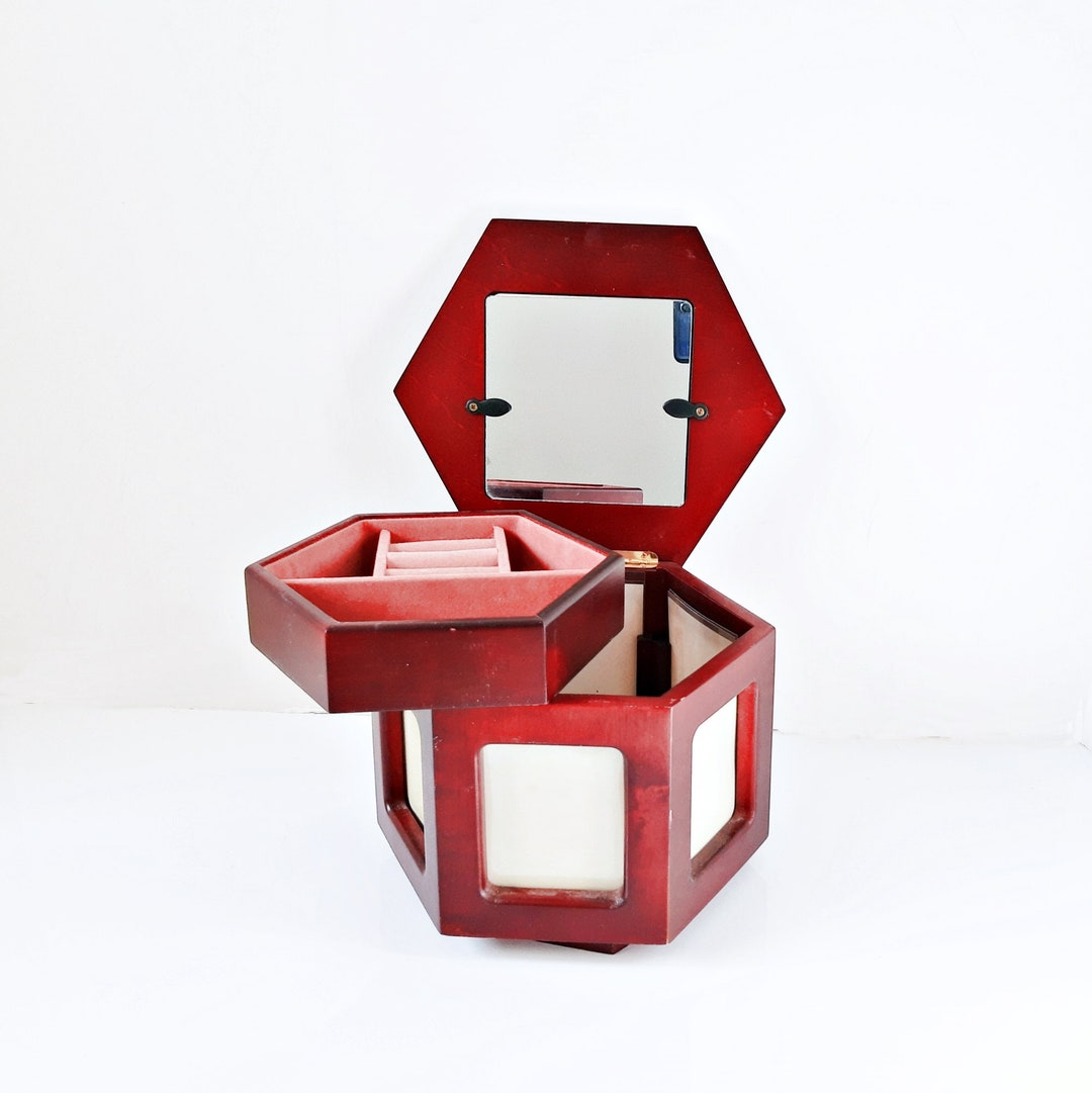 Rotating Picture Cube Octagon Jewelry Box Wooden Showcase - Etsy