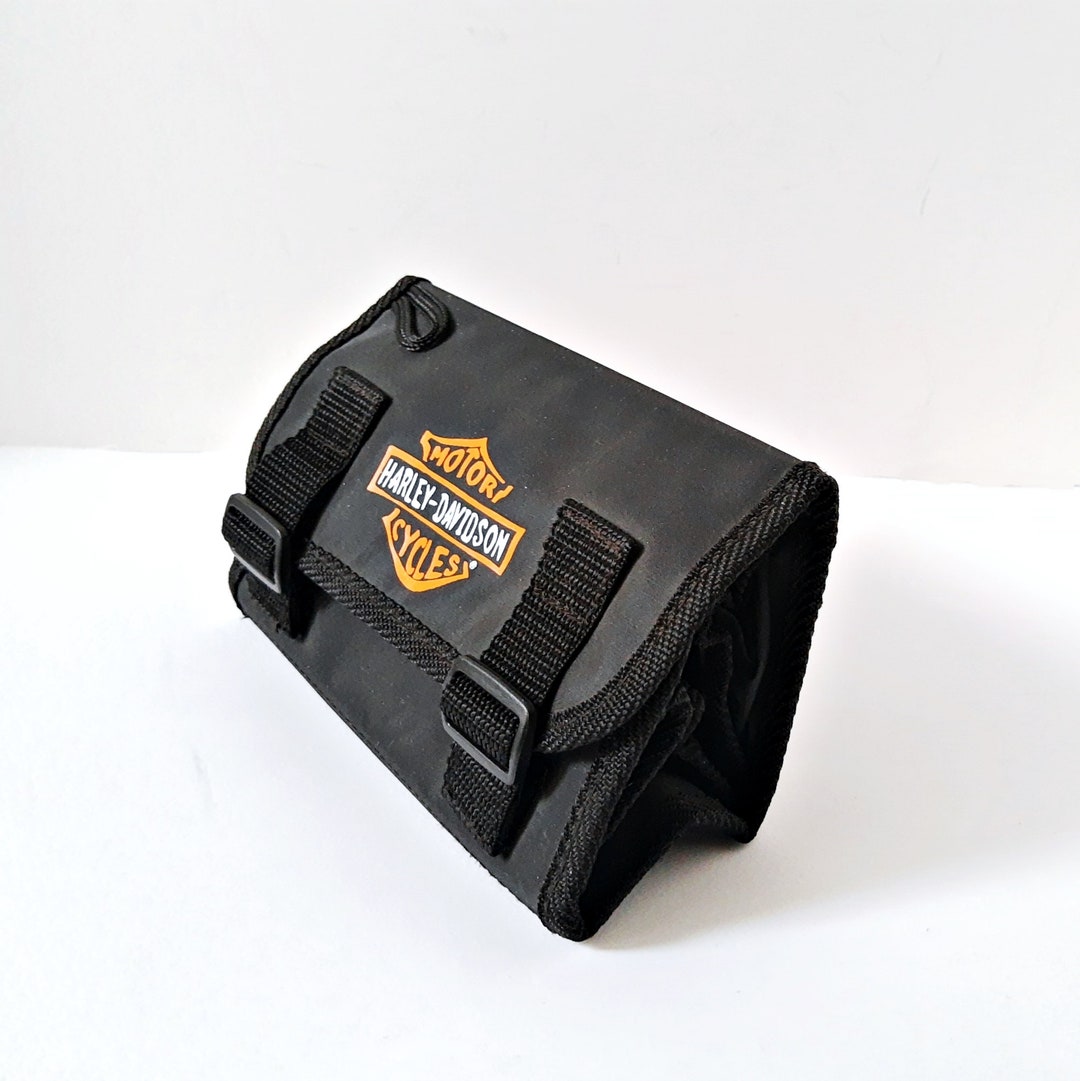 Harley Davidson Tri Fold Clutch Black Canvas Wallet, Travel Coin Purse ...