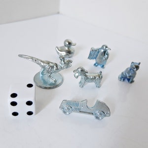 Monopoly Game Pieces, Crooked Cash Pewter, Six Metal Tokens, T-rex W a ...