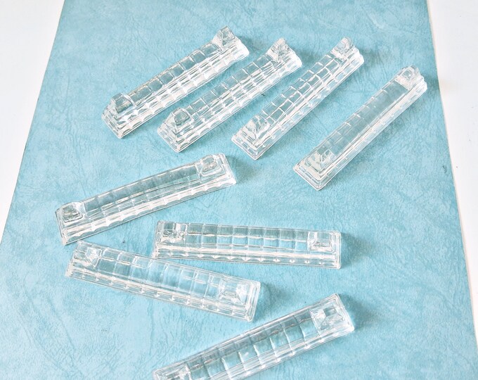 Crystal Glass Knife Rests, Semi Square Design Set of 8 Table Setting ...