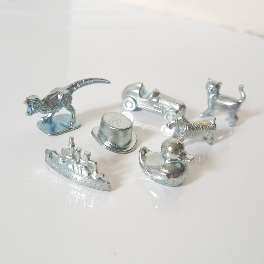 Dinosaur Monopoly Pewter Game Pieces Seven Metal Tokens, T-rex Dinosaur ...