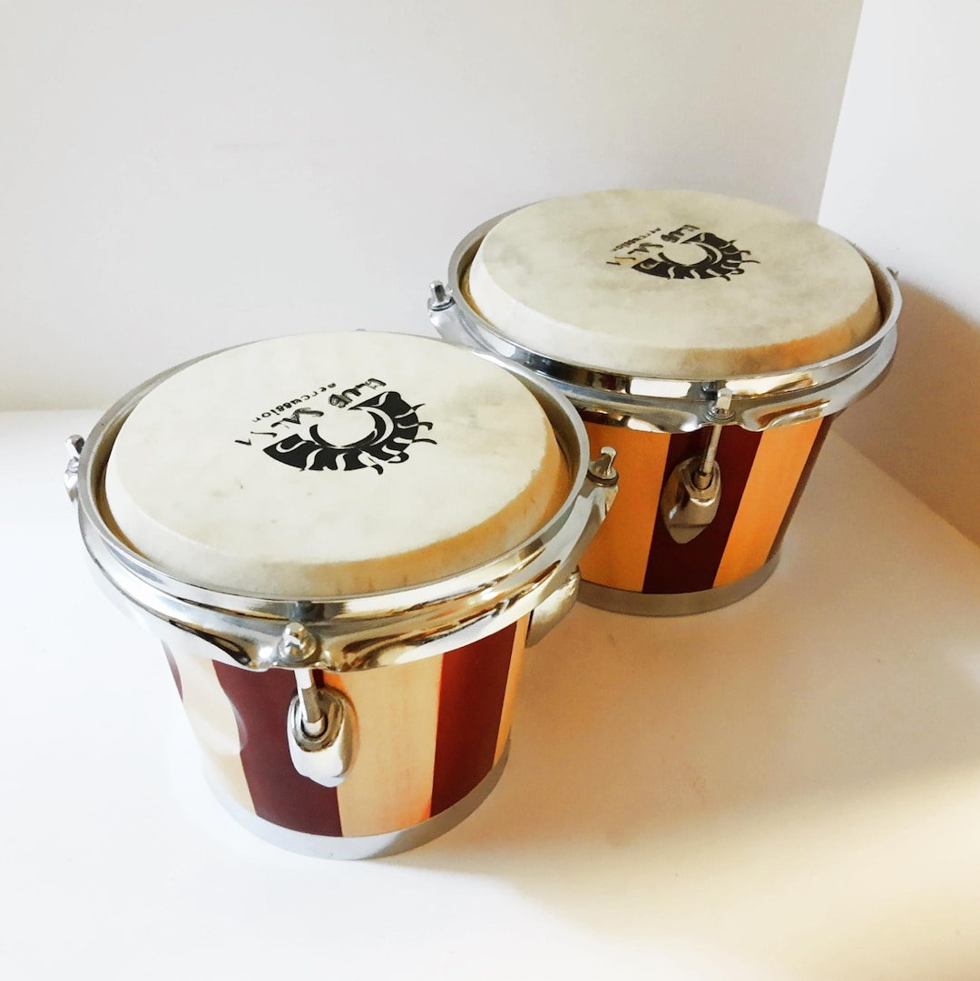Club Salsa Bongo Set Percussion Drums, 7 Inch and 8 Inch Rims, Red and ...